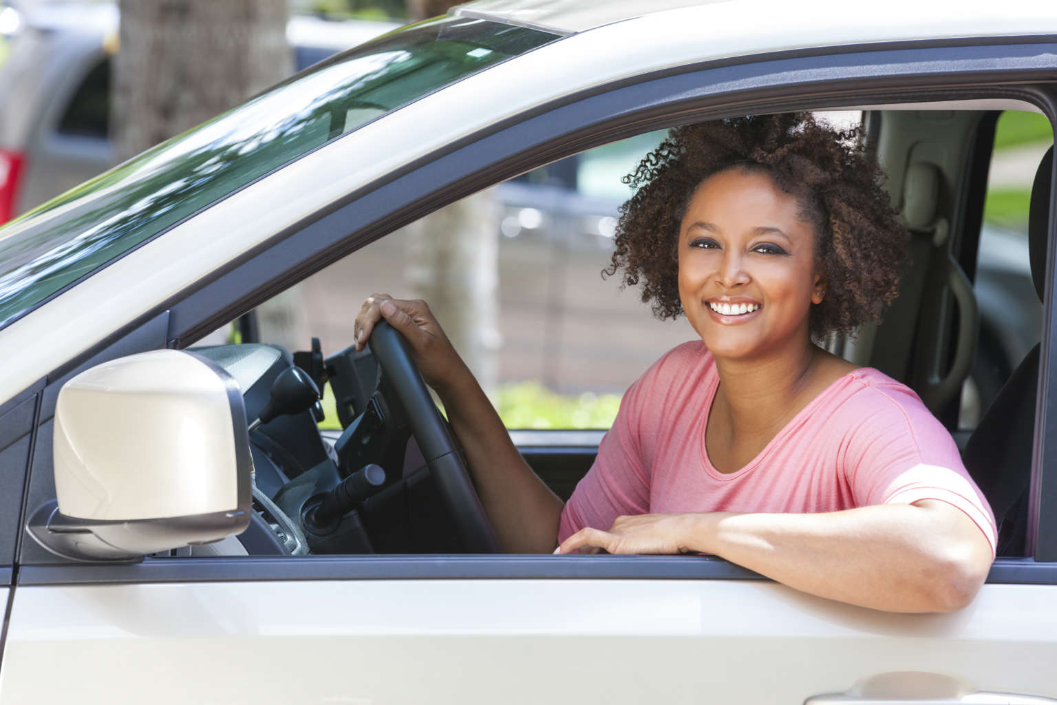 African American Girl Young Woman Driving Car